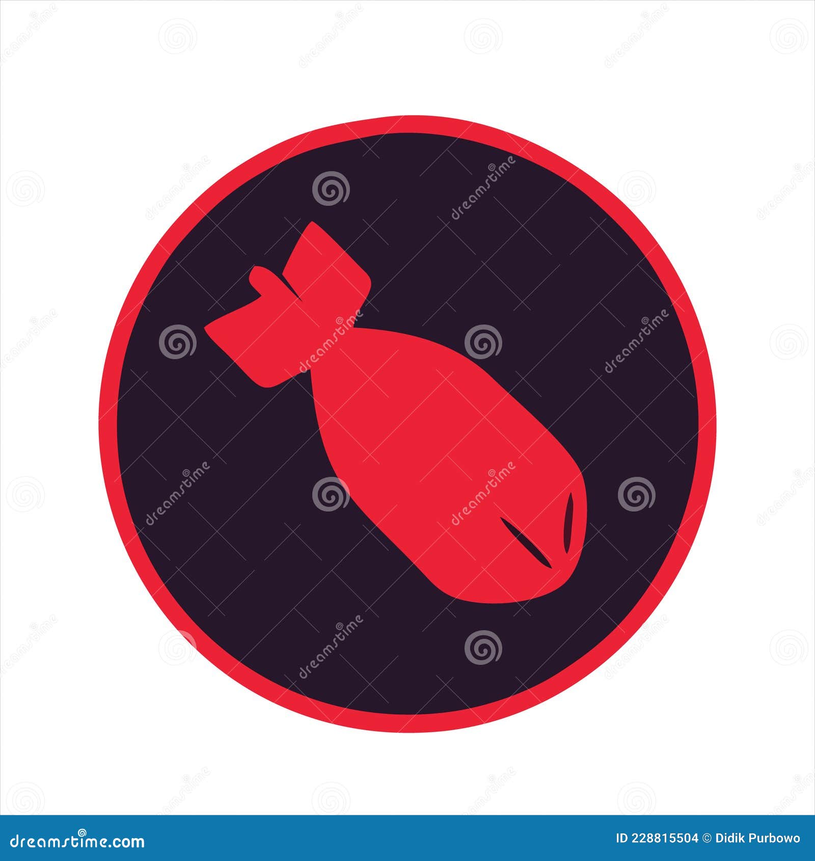 Nuclear Rocket Air Bomb, Atomic Bombshell. Flat Vector Icon ...