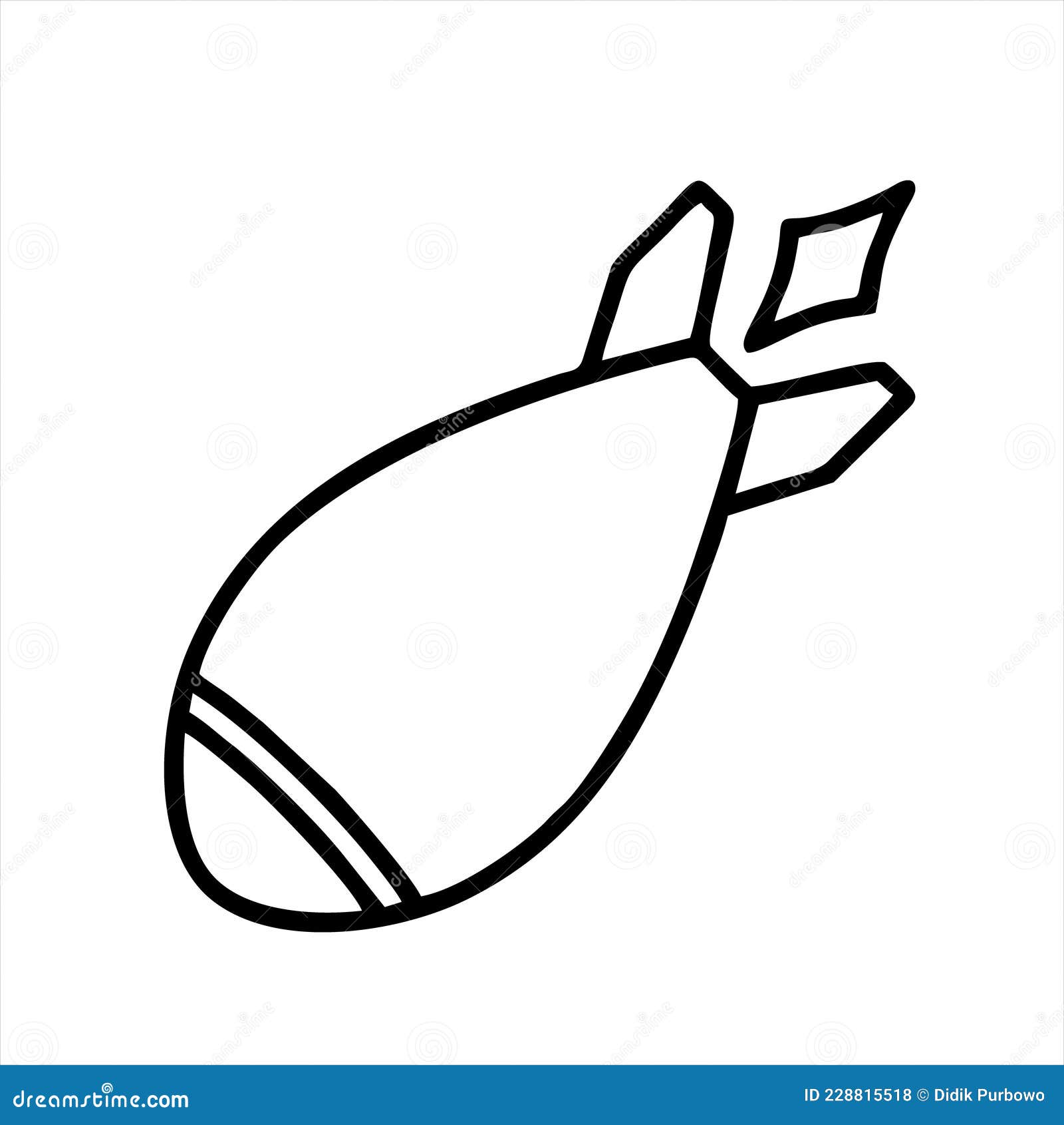 Nuclear Rocket Air Bomb, Atomic Bombshell. Flat Vector Icon ...