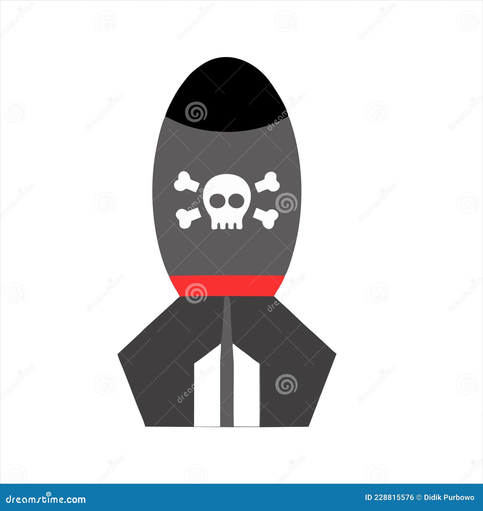 Nuclear Rocket Air Bomb, Atomic Bombshell. Flat Vector Icon ...