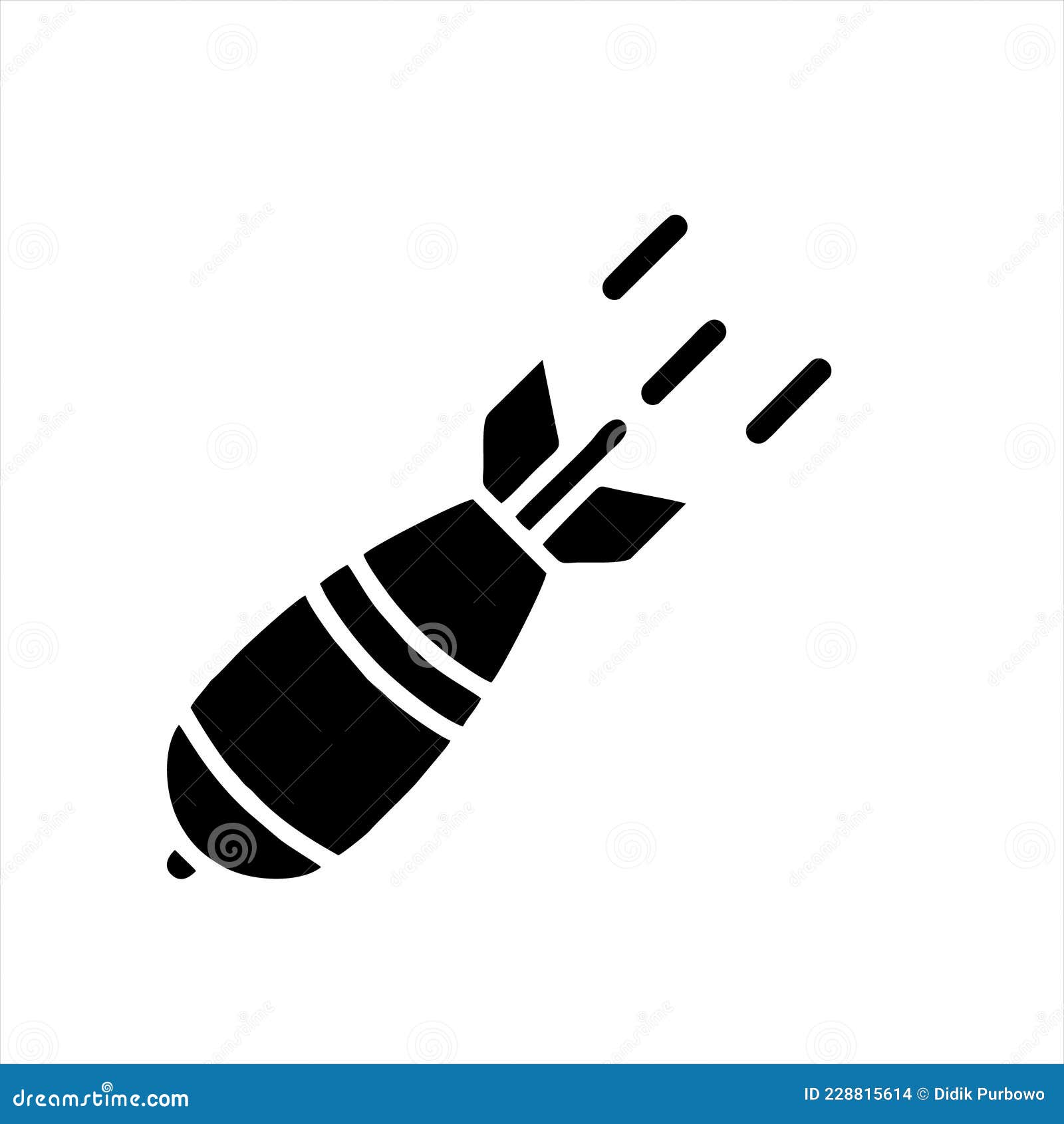 Nuclear Rocket Air Bomb, Atomic Bombshell. Flat Vector Icon ...