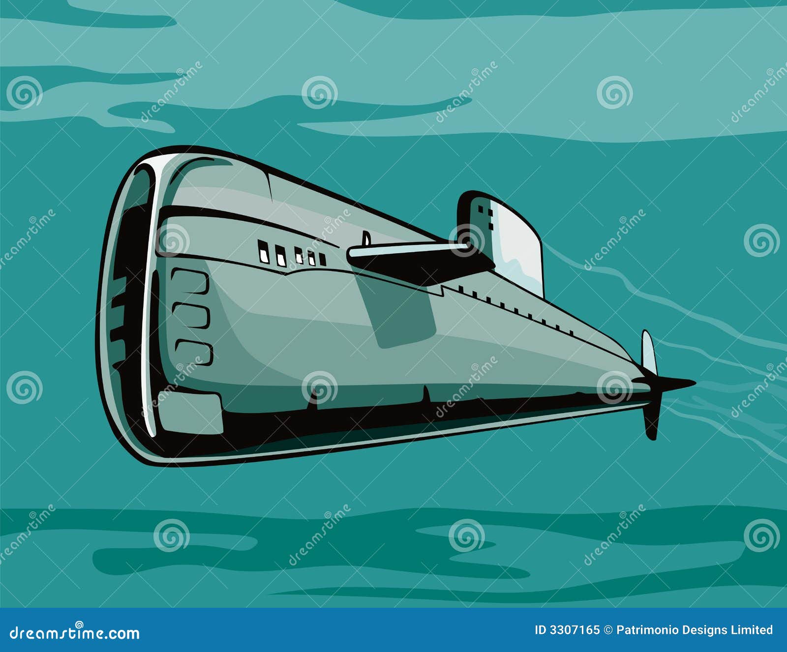Nuclear submarine stock vector. Illustration of deep, marine - 3307165