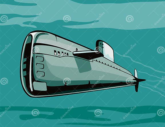 Nuclear submarine stock vector. Illustration of deep, marine - 3307165