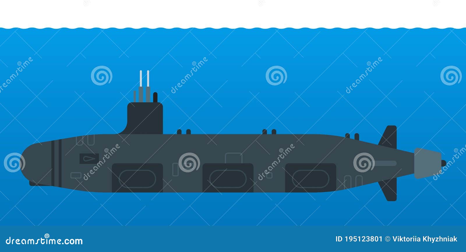 Nuclear Submarine Vector Isolated on White Stock Illustration ...