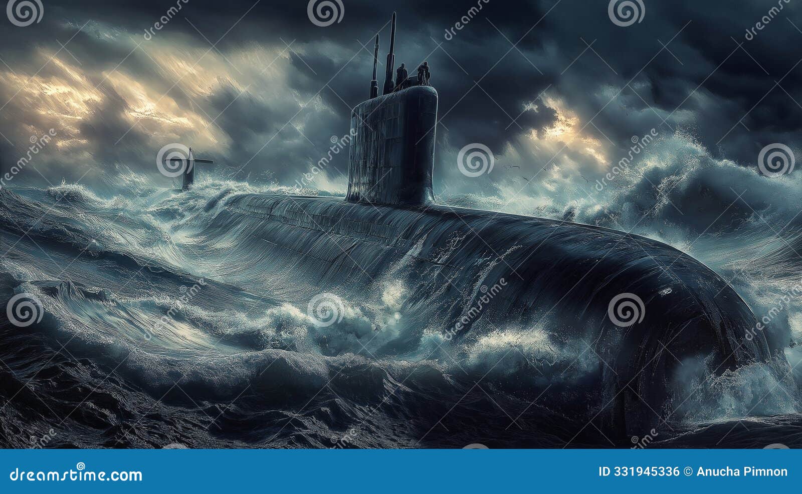 Nuclear Submarine Sails through Rough Seas, Emerges from the Sea ...