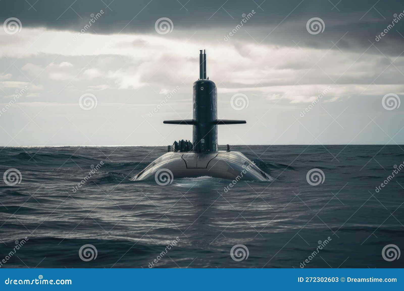 Nuclear Submarine Surfaced In The Ocean. Created With Generative AI ...