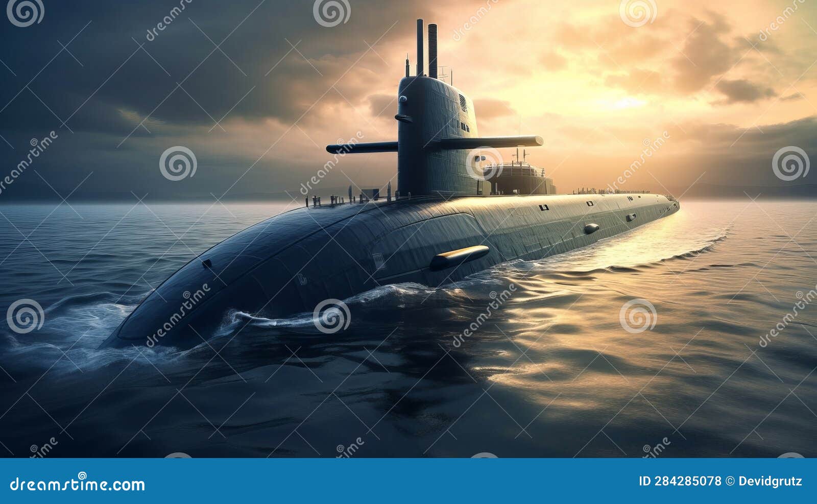 Nuclear Submarine Surfacing. Generative AI. Stock Illustration ...