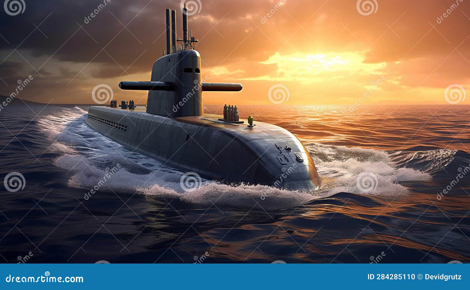 Nuclear Submarine Surfacing. Generative AI. Stock Illustration ...