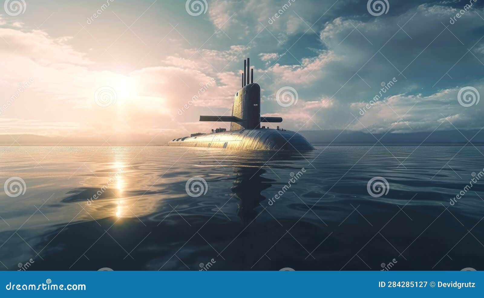 Nuclear Submarine Surfacing. Generative AI. Stock Illustration ...