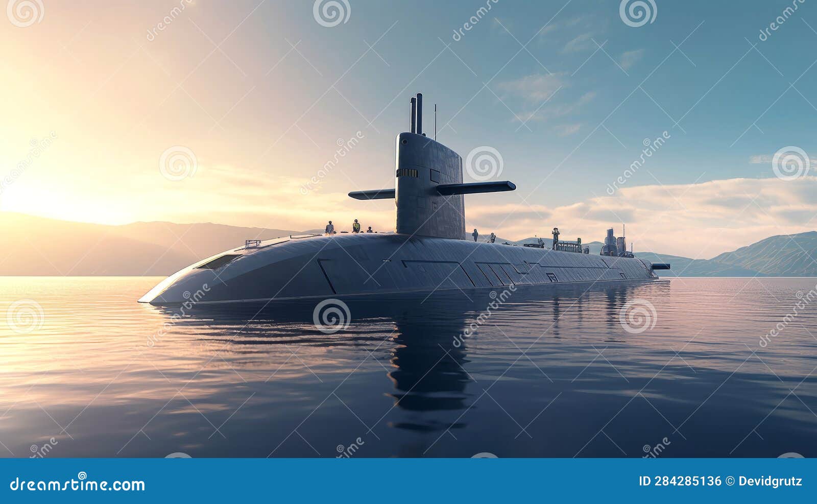 Nuclear Submarine Surfacing. Generative AI. Stock Illustration ...