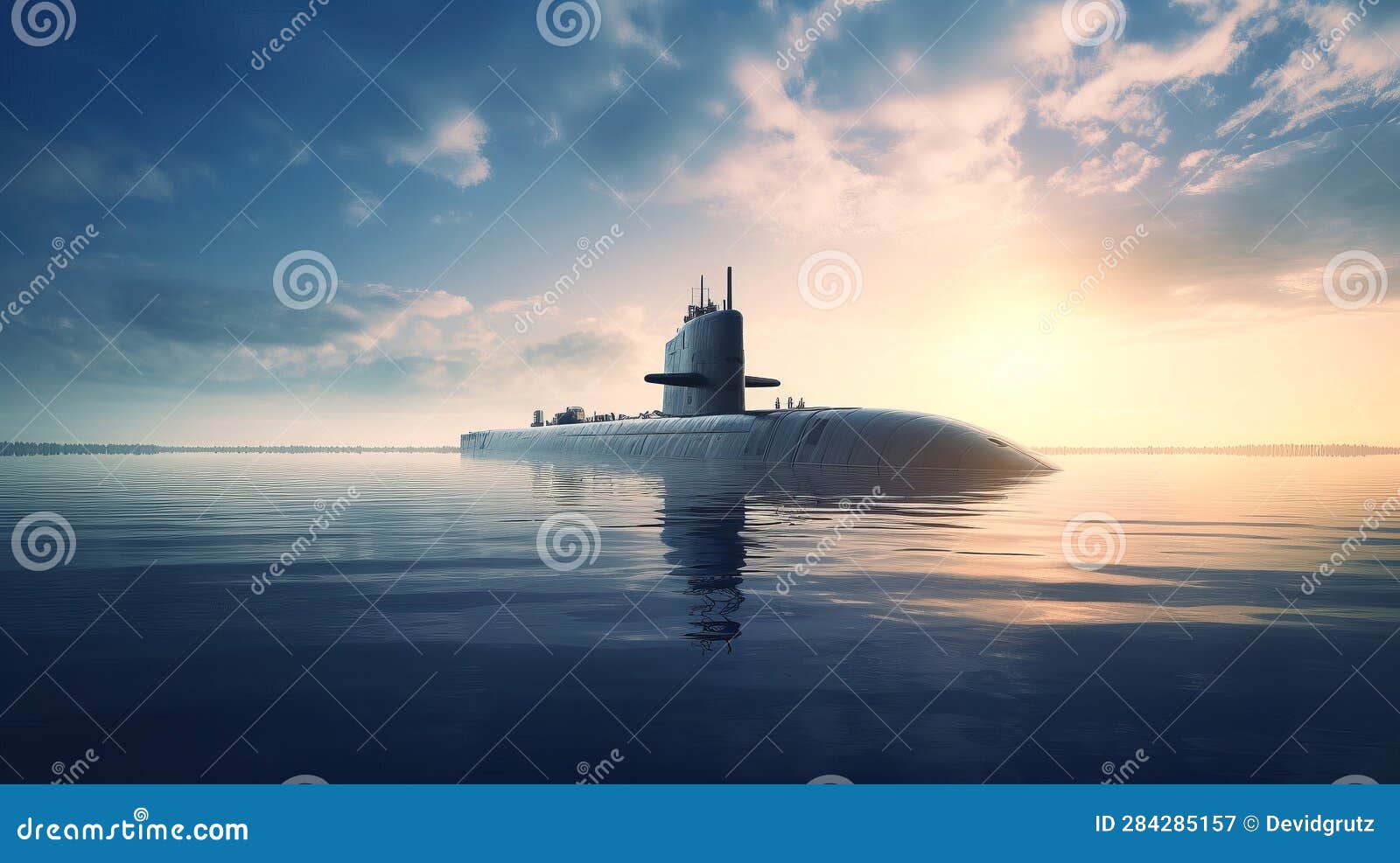 Nuclear Submarine Surfacing. Generative AI. Stock Illustration ...
