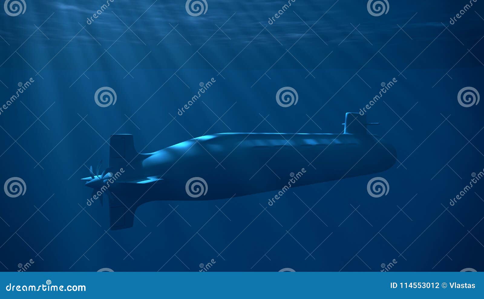 Nuclear Submarine Under the Blue Waves Stock Illustration ...