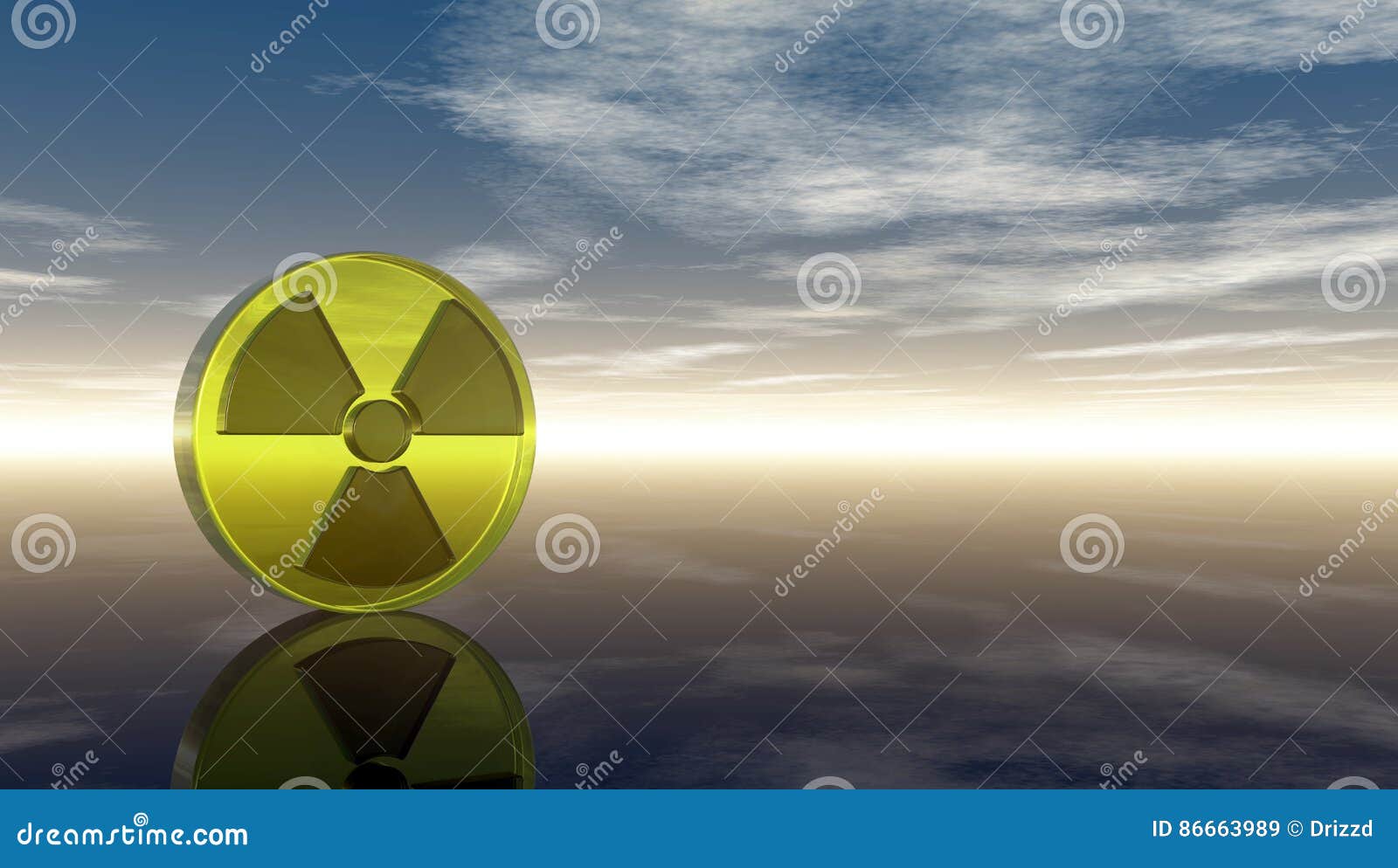 Nuclear Symbol Under Cloudy Sky Stock Illustration - Illustration of ...