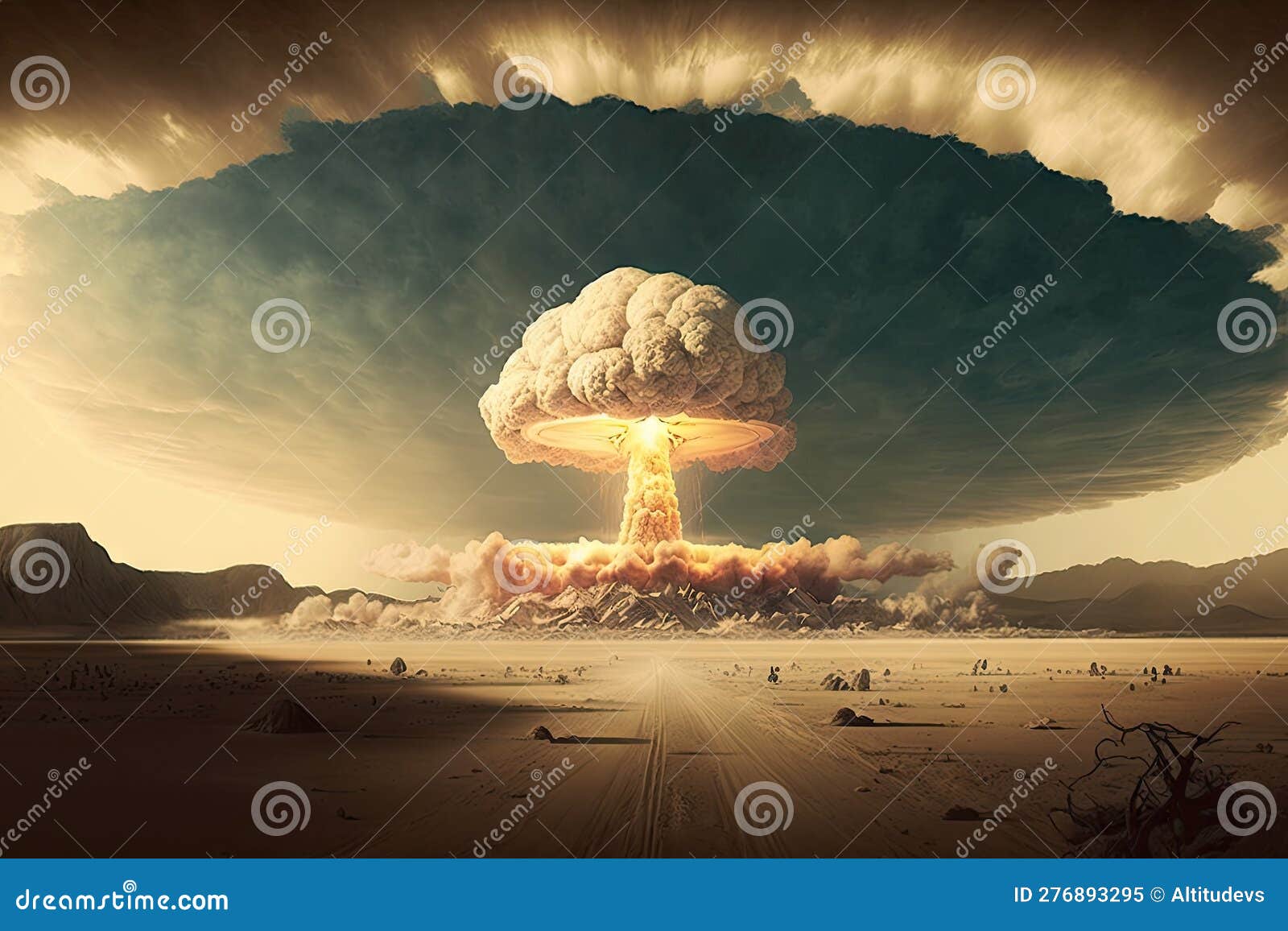 Nuclear Test, with Mushroom Cloud and Shockwave Visible from Multiple ...