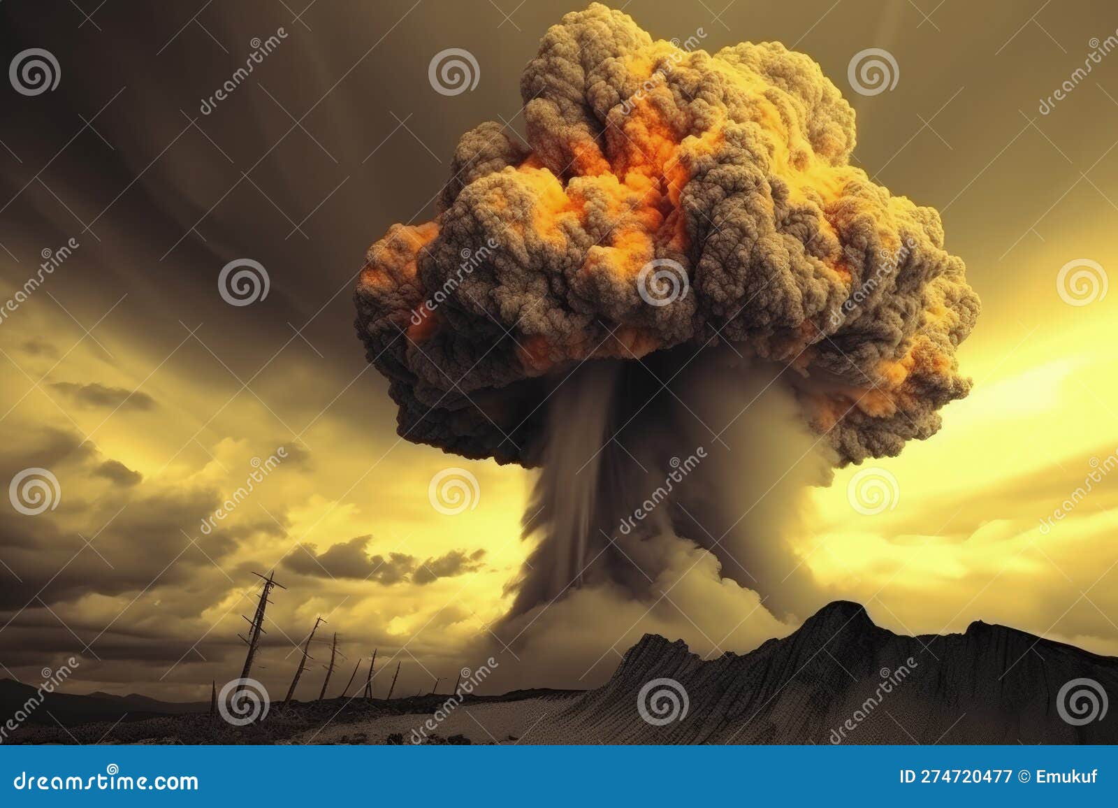 Nuclear Test, Simulation Atomic Blow Generative Ai Stock Illustration ...