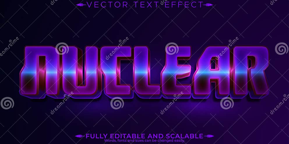 Nuclear Text Effect, Editable Atomic and Power Customizable Font Style Stock Vector ...