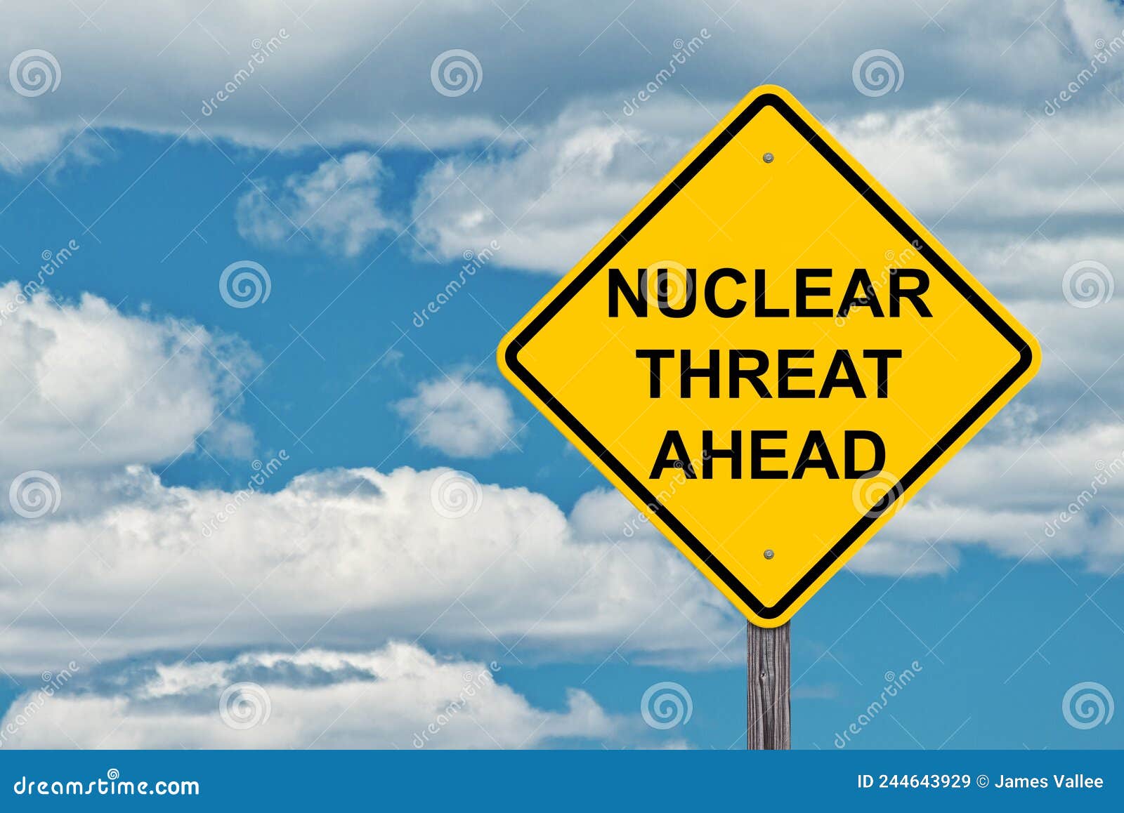 Nuclear Threat Ahead Warning Sign Stock Image - Image of hazardous ...