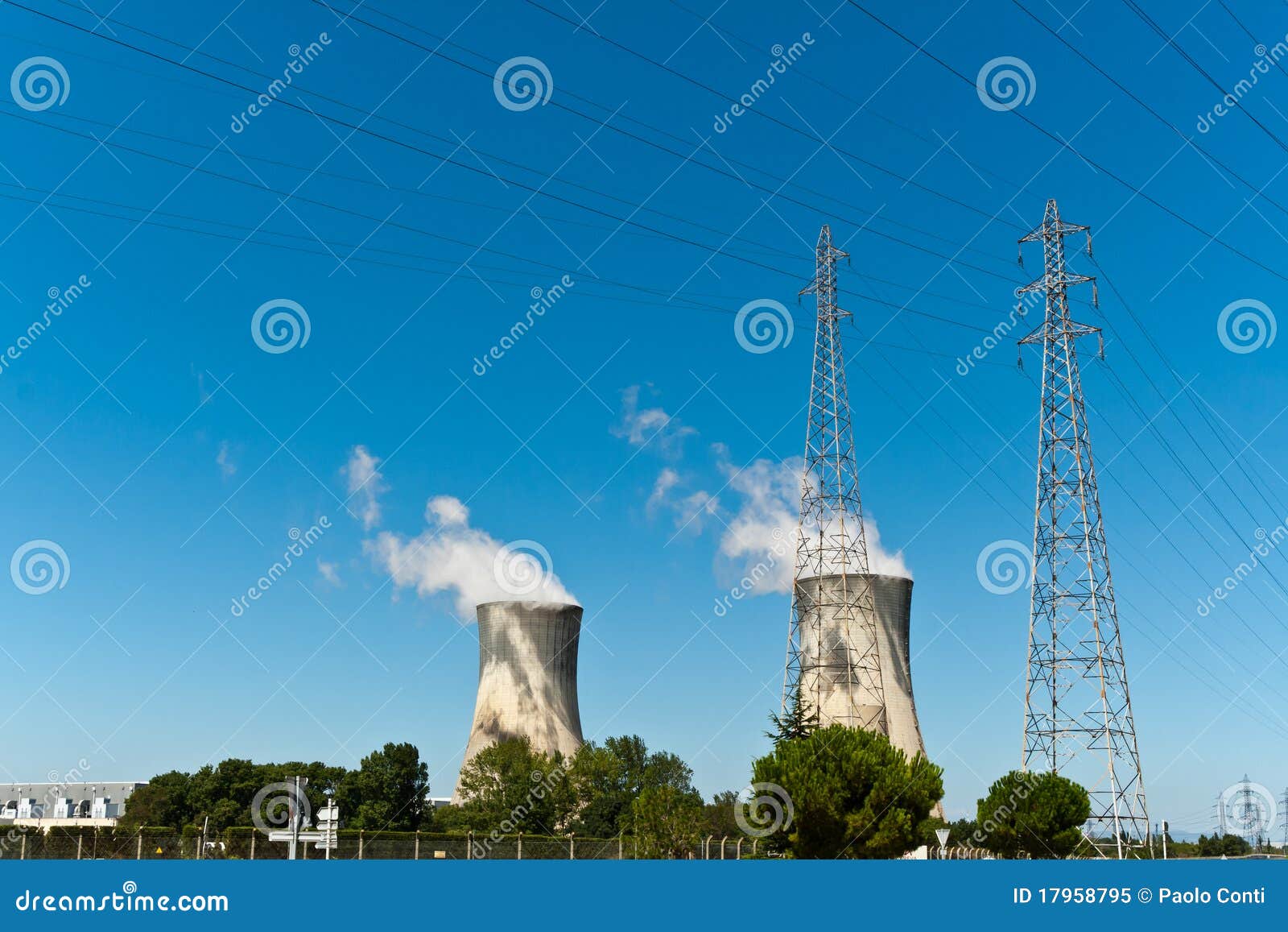 Nuclear Towers and Power Lines Stock Image - Image of cooling ...