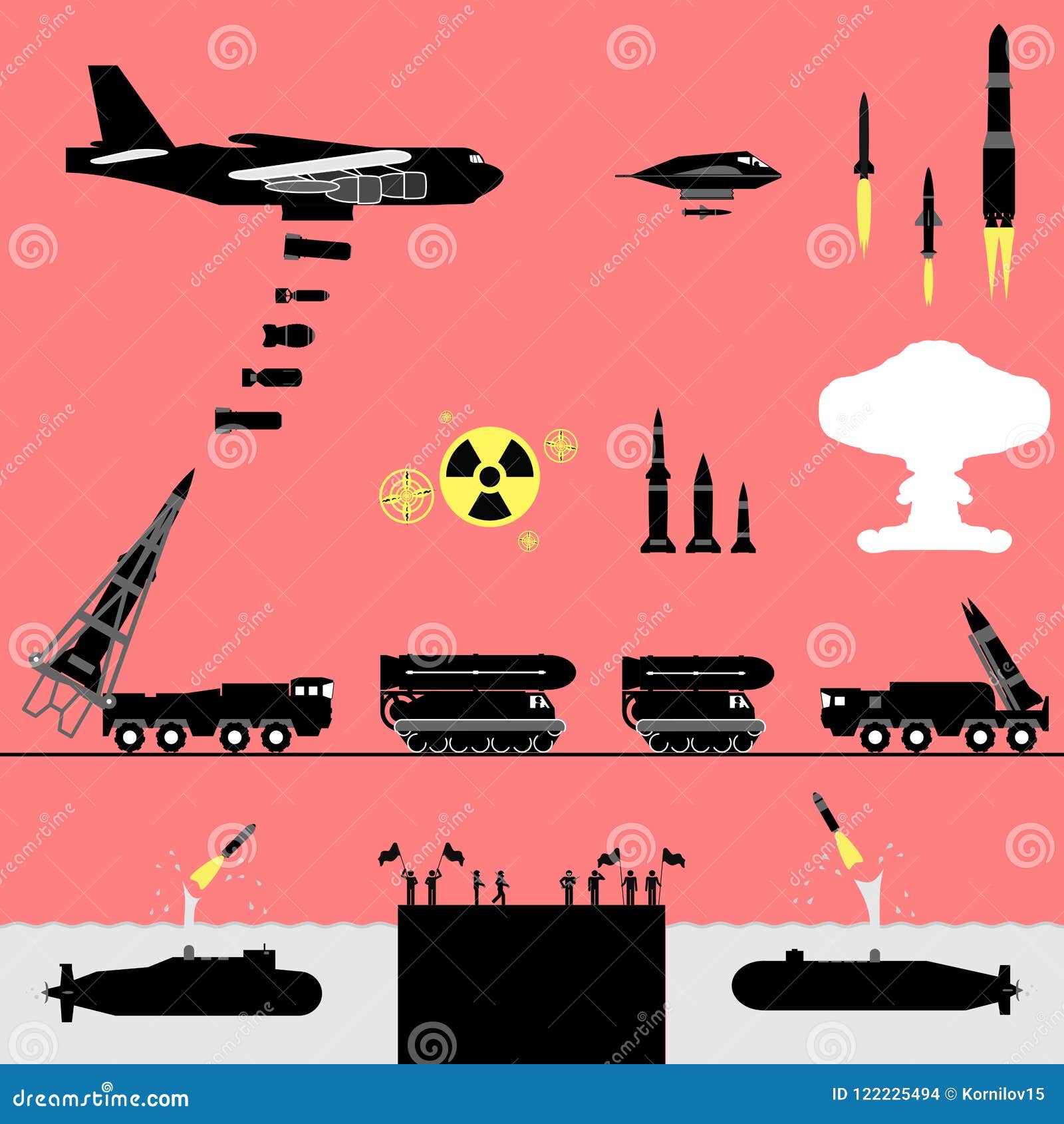 Nuclear war alert stock vector. Illustration of ballistic - 122225494