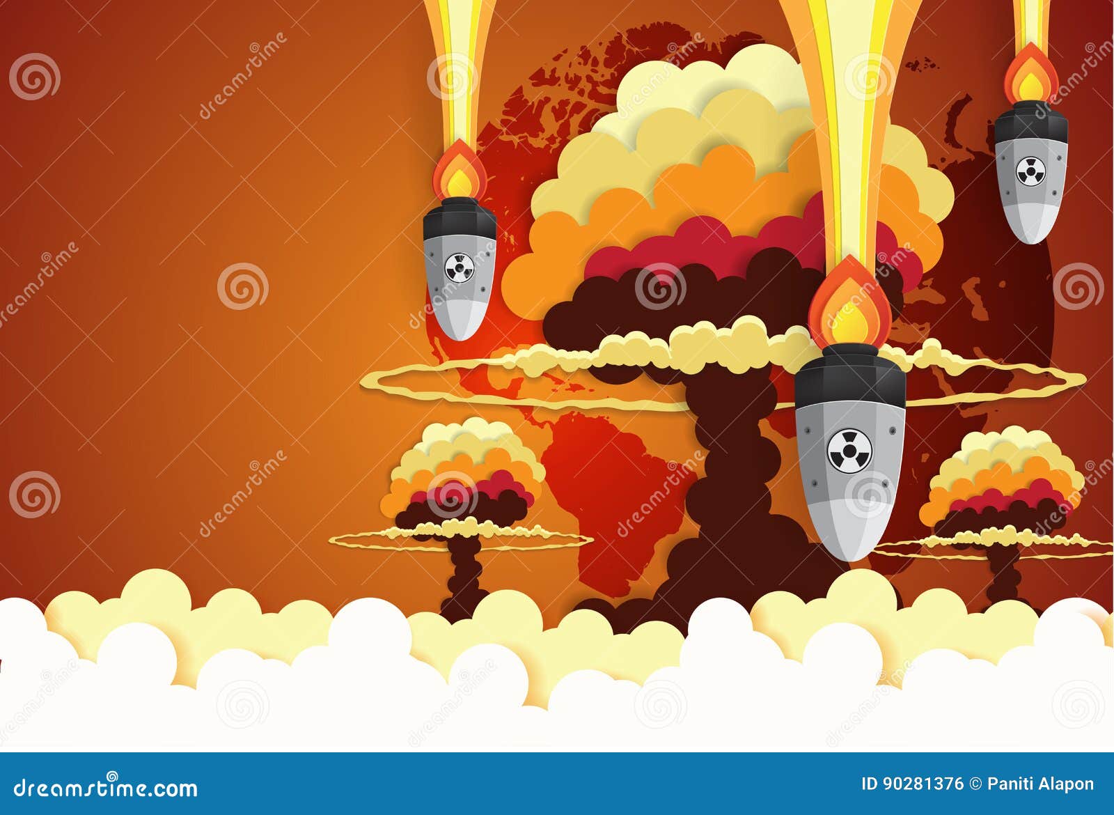 Nuclear War - Atom Bombs Falling on the City Stock Vector ...
