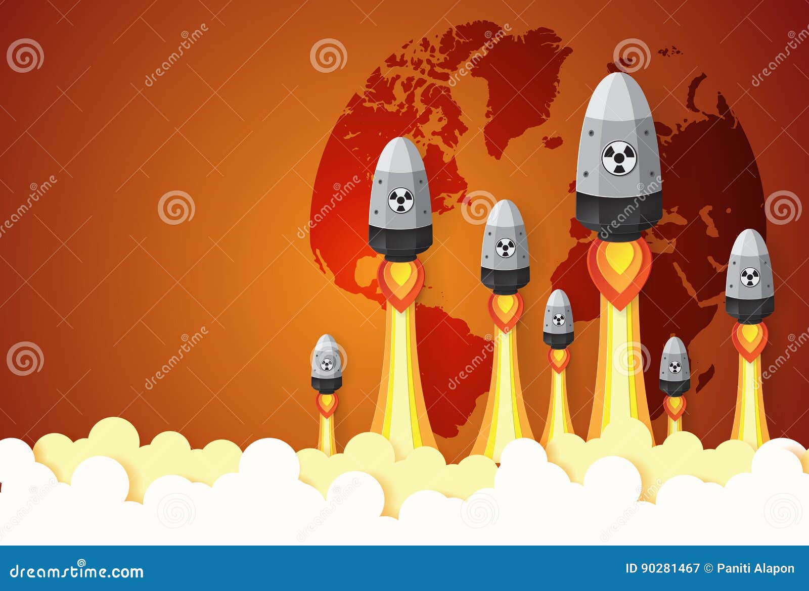 Nuclear War - Atom Bombs Falling on Earth Stock Vector - Illustration ...