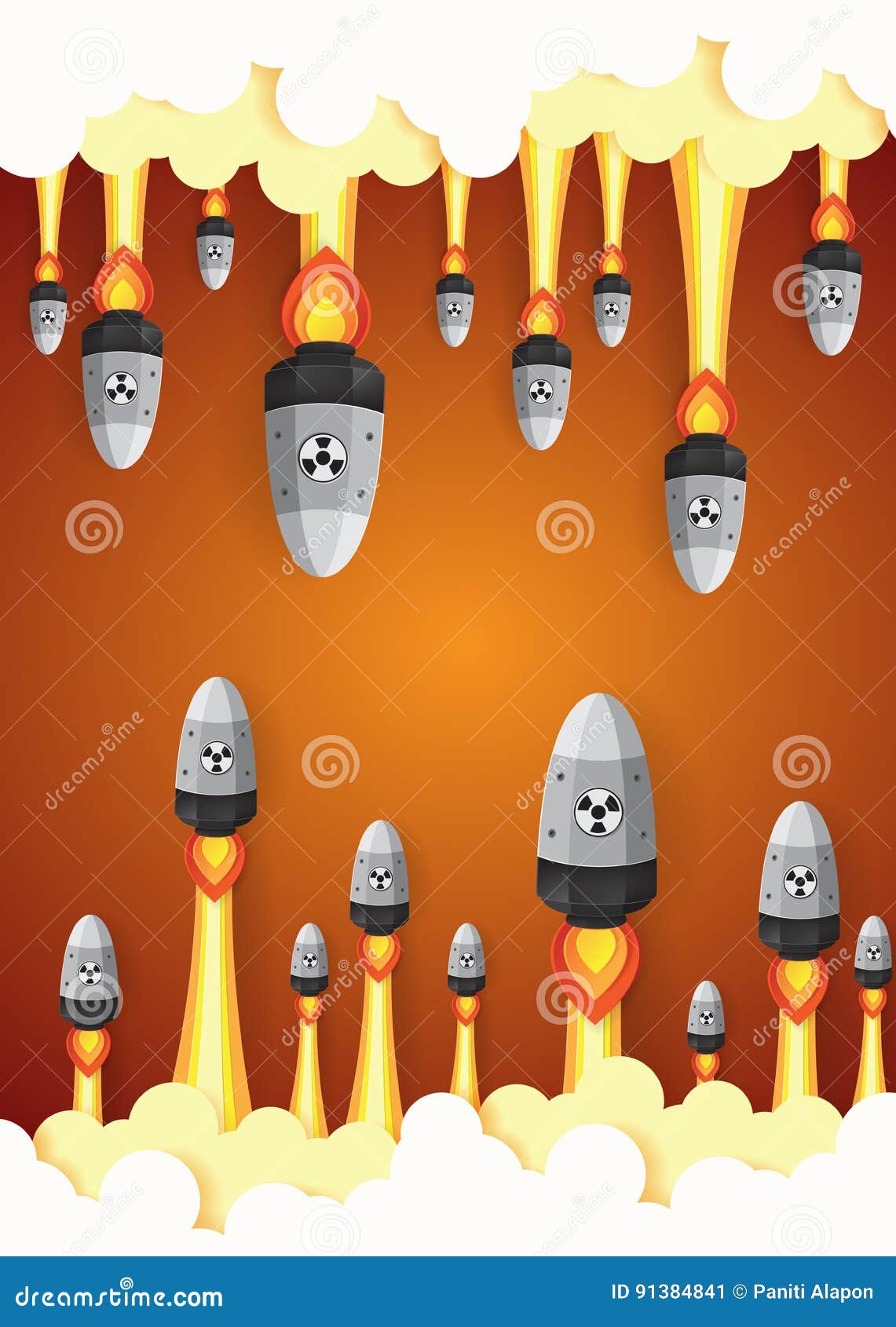 Nuclear War - Atom Bombs Falling on Earth Stock Vector - Illustration ...
