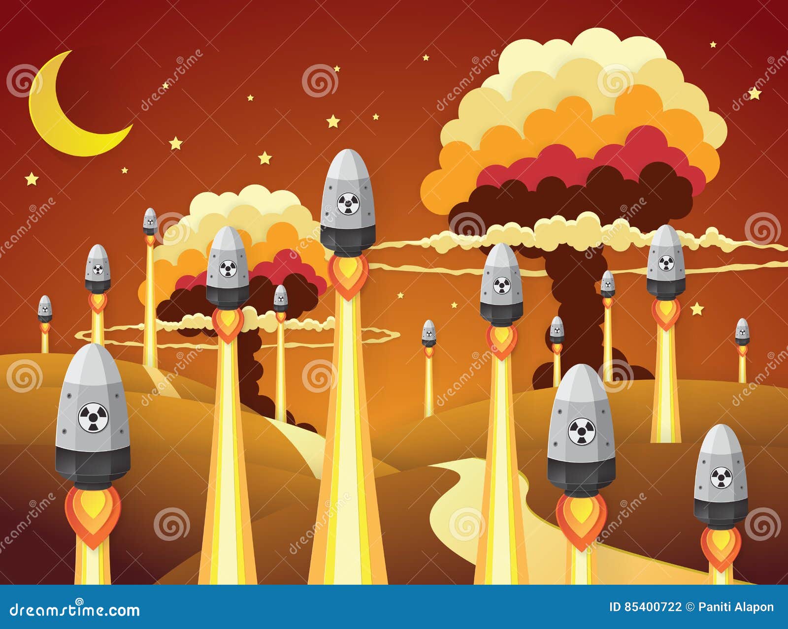 Nuclear War - Atom Bombs Falling Stock Vector - Illustration of nuclear ...