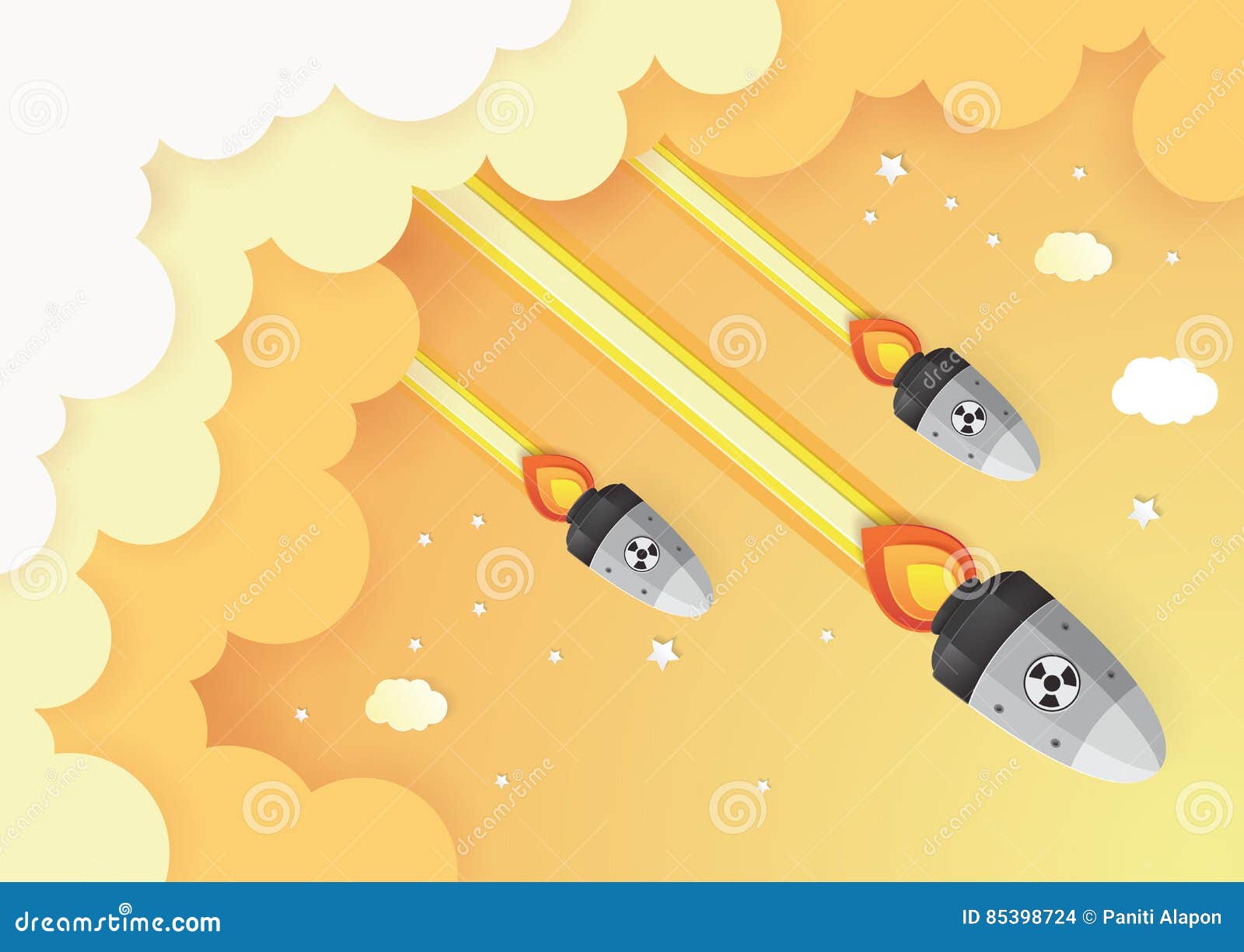 Nuclear War - Atom Bombs Falling on the Sky Stock Vector - Illustration ...