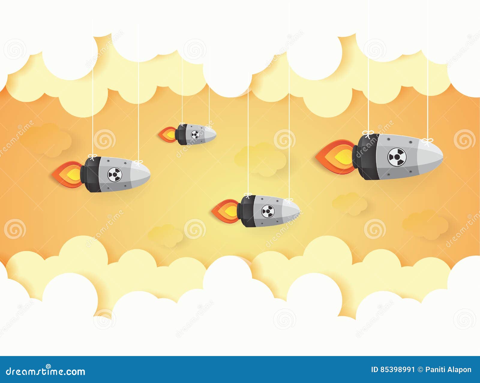 Nuclear War - Atom Bombs Falling on the Sky Stock Vector - Illustration ...