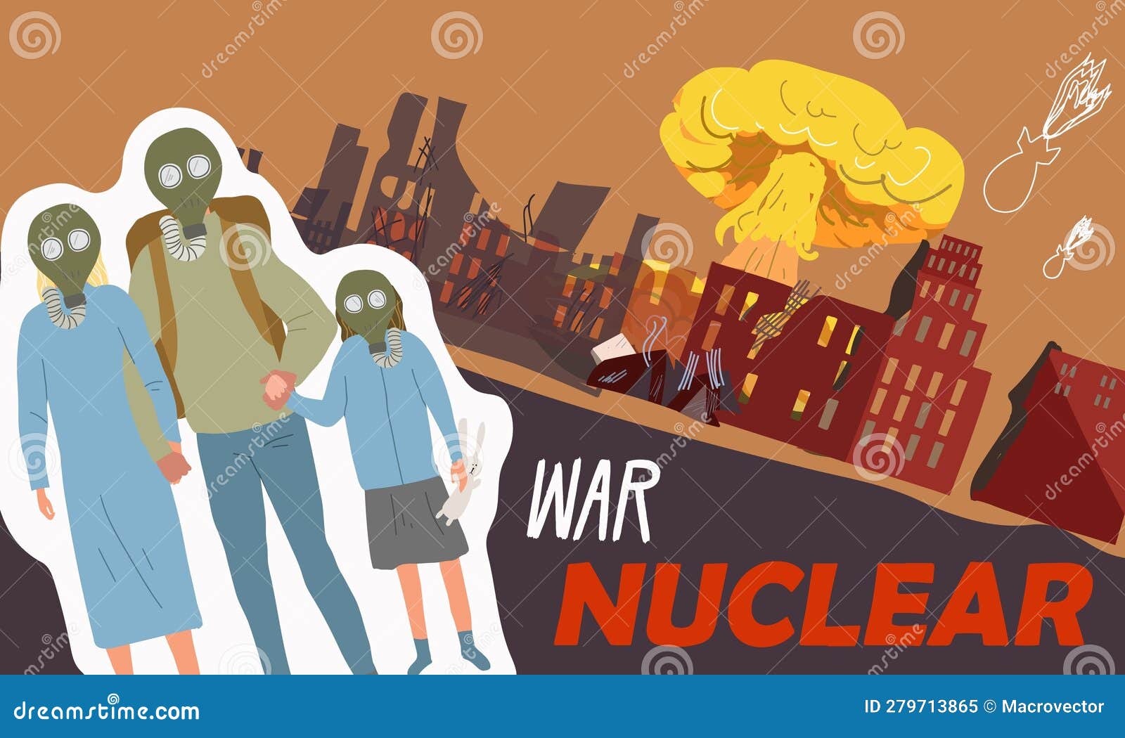 Nuclear War Collage stock vector. Illustration of military - 279713865