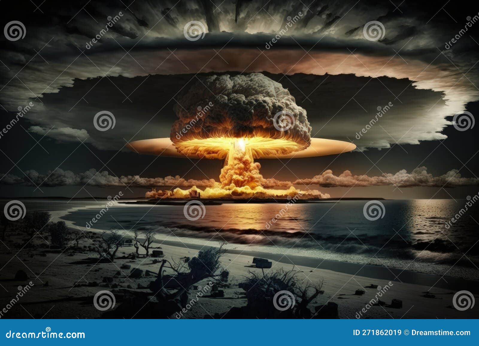 Nuclear War, the Detonation of an Atomic Bomb Stock Illustration ...