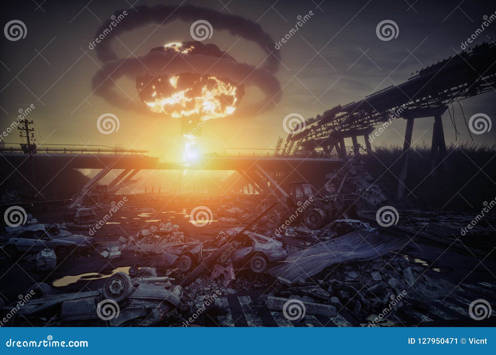 Nuclear war disaster stock illustration. Illustration of armageddon ...