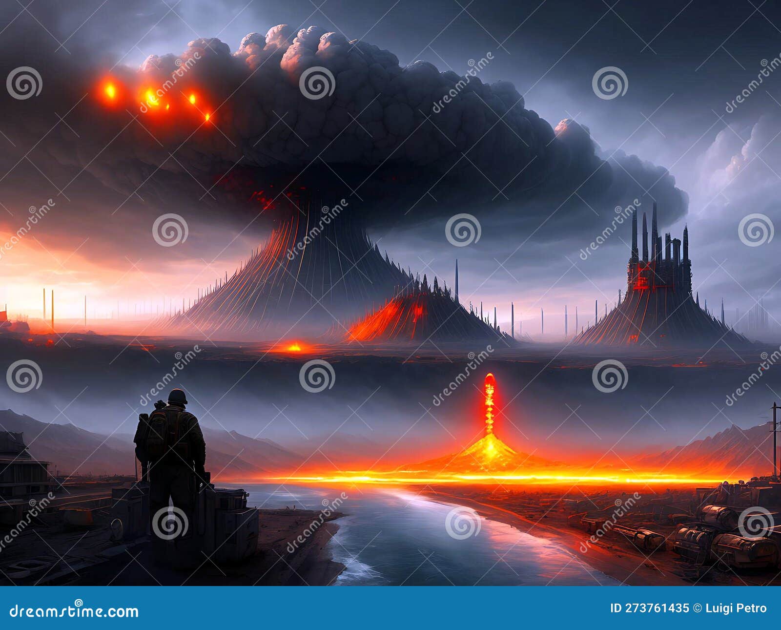 Nuclear War and End of Civilization Concept. Stock Illustration ...
