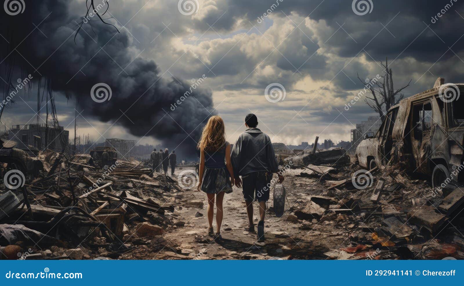 Nuclear War and People stock illustration. Illustration of apocalypse ...