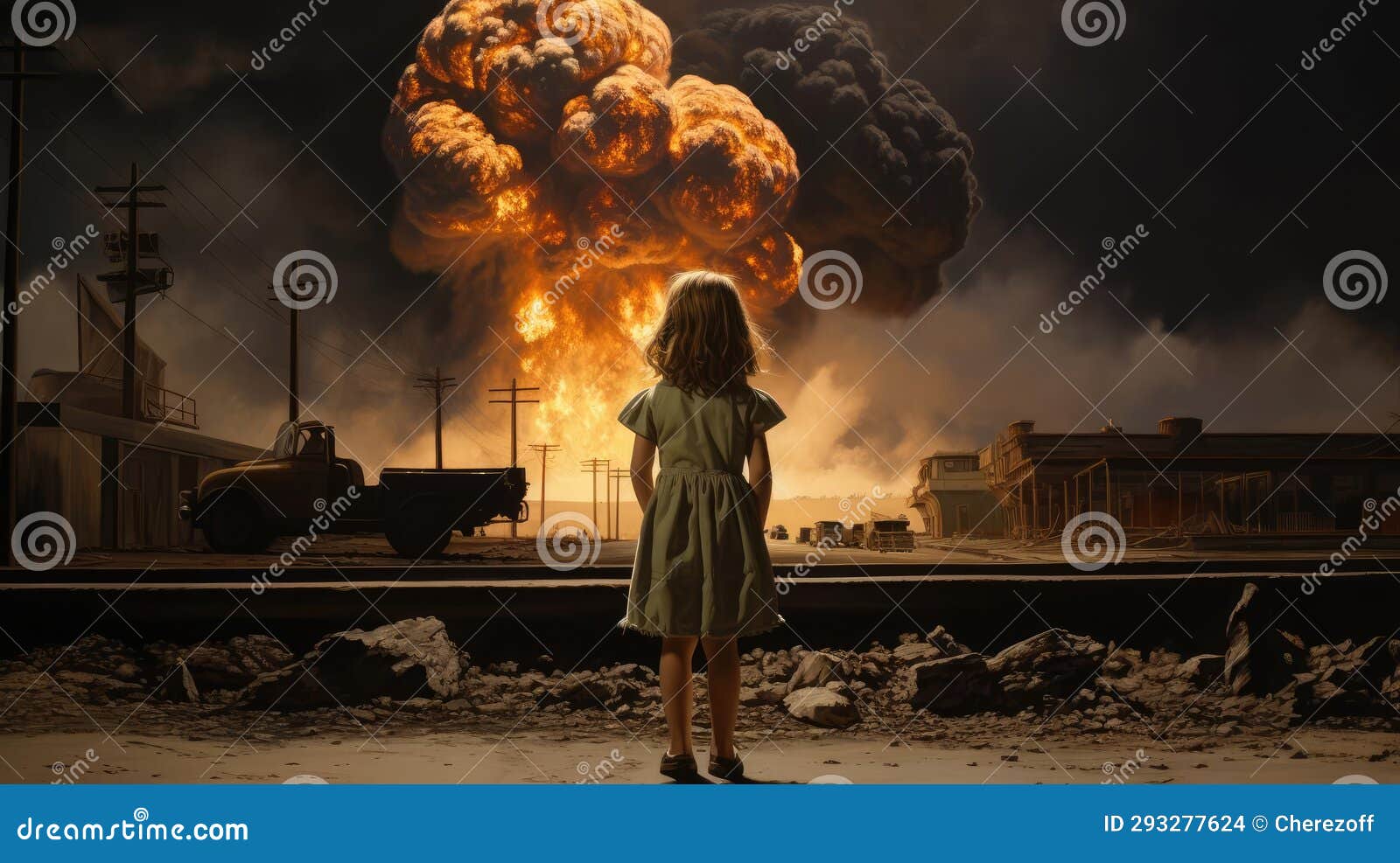 Nuclear War and People stock illustration. Illustration of night ...