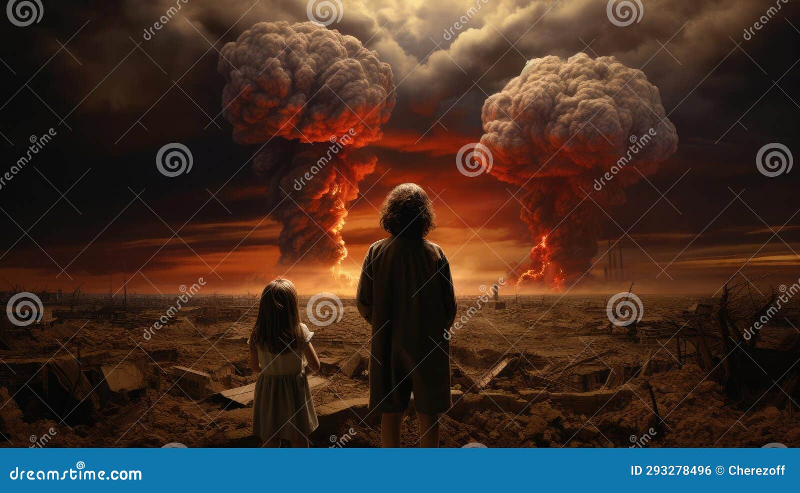 Nuclear War and People stock illustration. Illustration of survivor ...