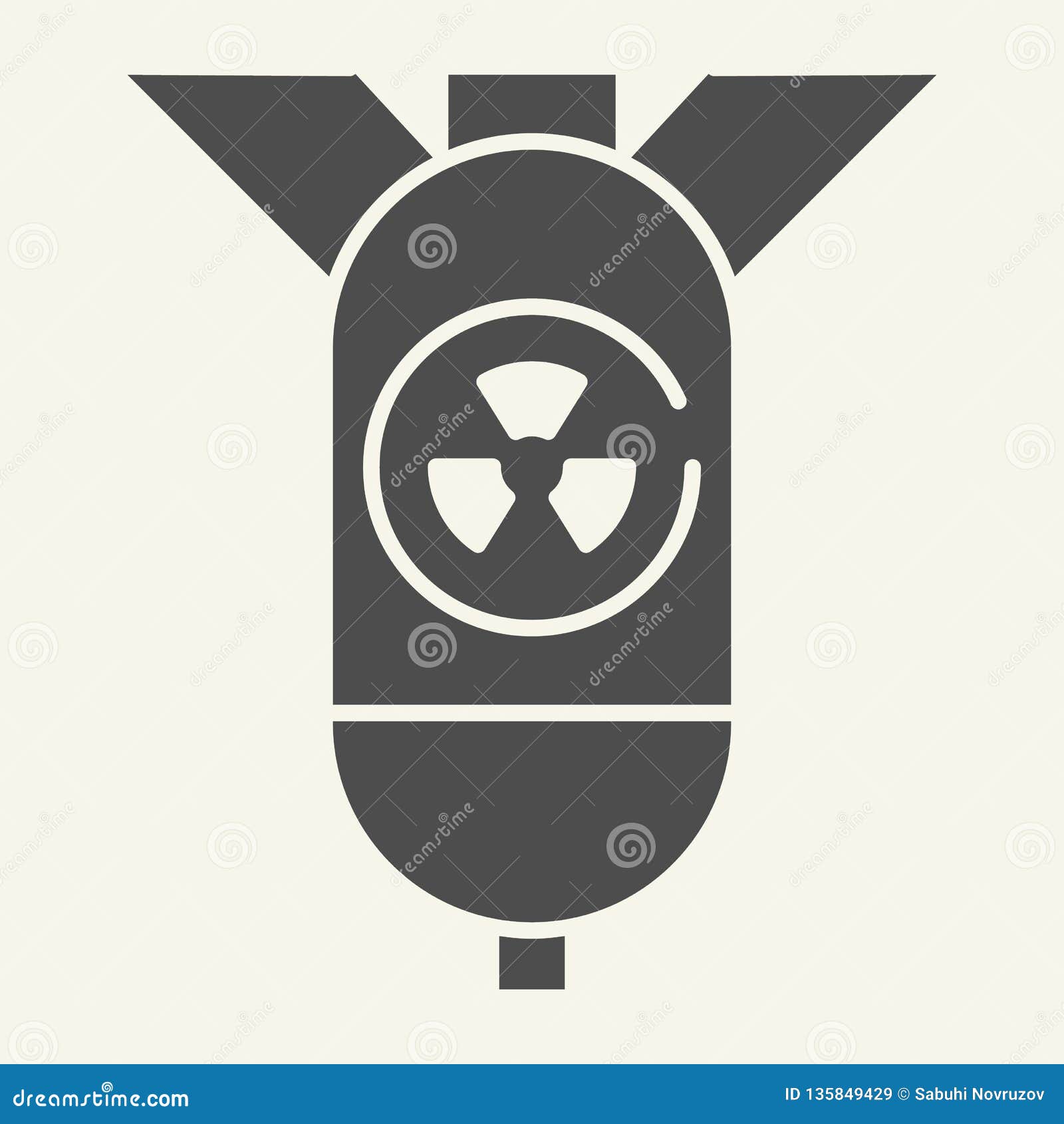 Nuclear Warhead Solid Icon. Atomic Bomb Vector Illustration Isolated on ...