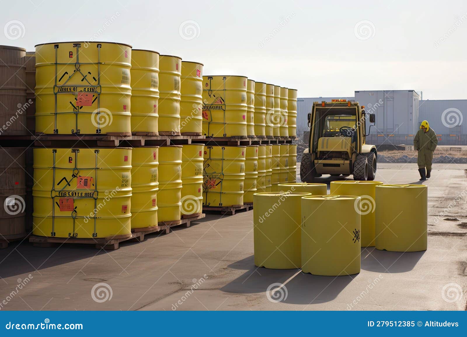 Nuclear Waste Being Transported in Sealed Barrels and Crates Stock ...
