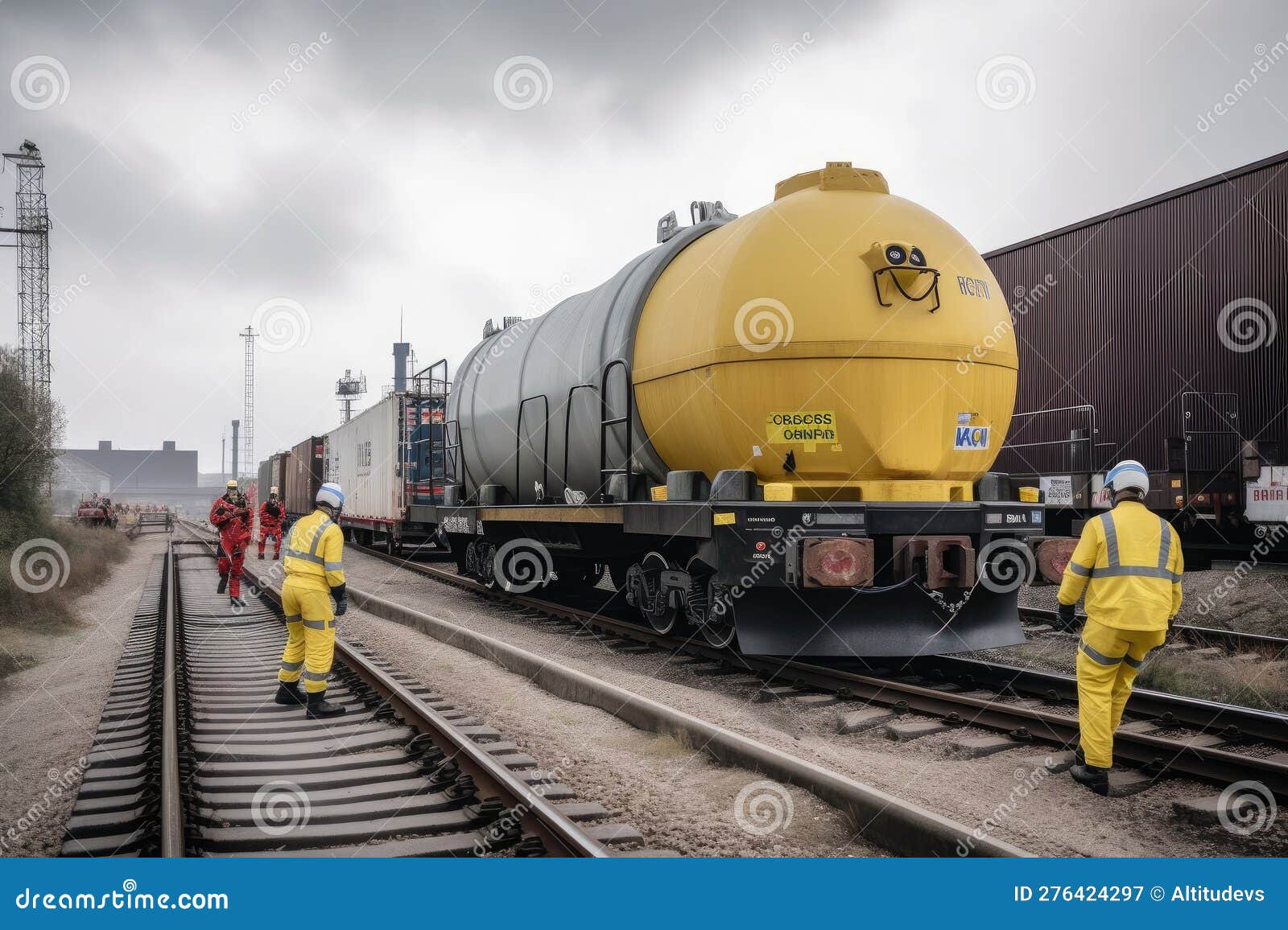 Nuclear Waste Being Transported on Train, with Security and Emergency ...