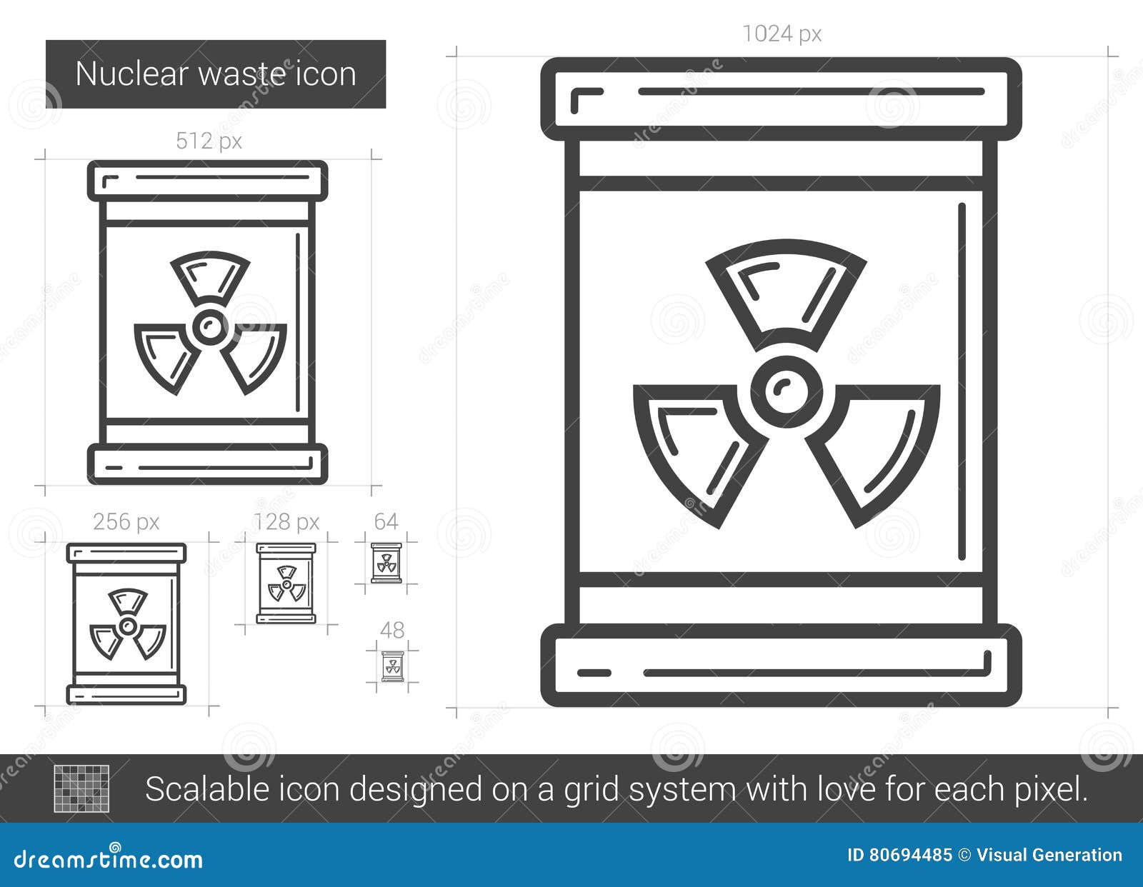 Nuclear waste line icon. stock vector. Illustration of abstract - 80694485