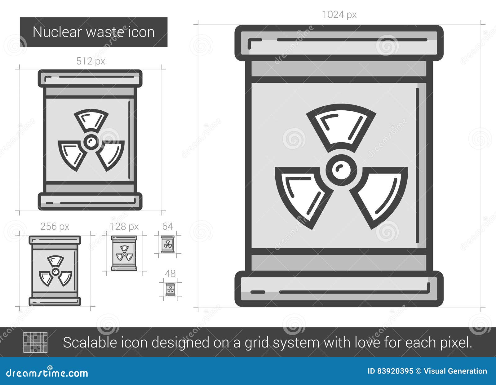 Nuclear waste line icon. stock vector. Illustration of chemical - 83920395