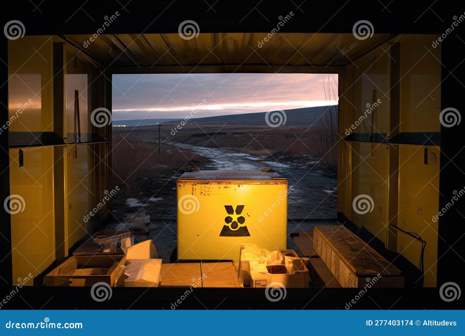 Nuclear Waste in a Storage Container, with View of the Surrounding ...