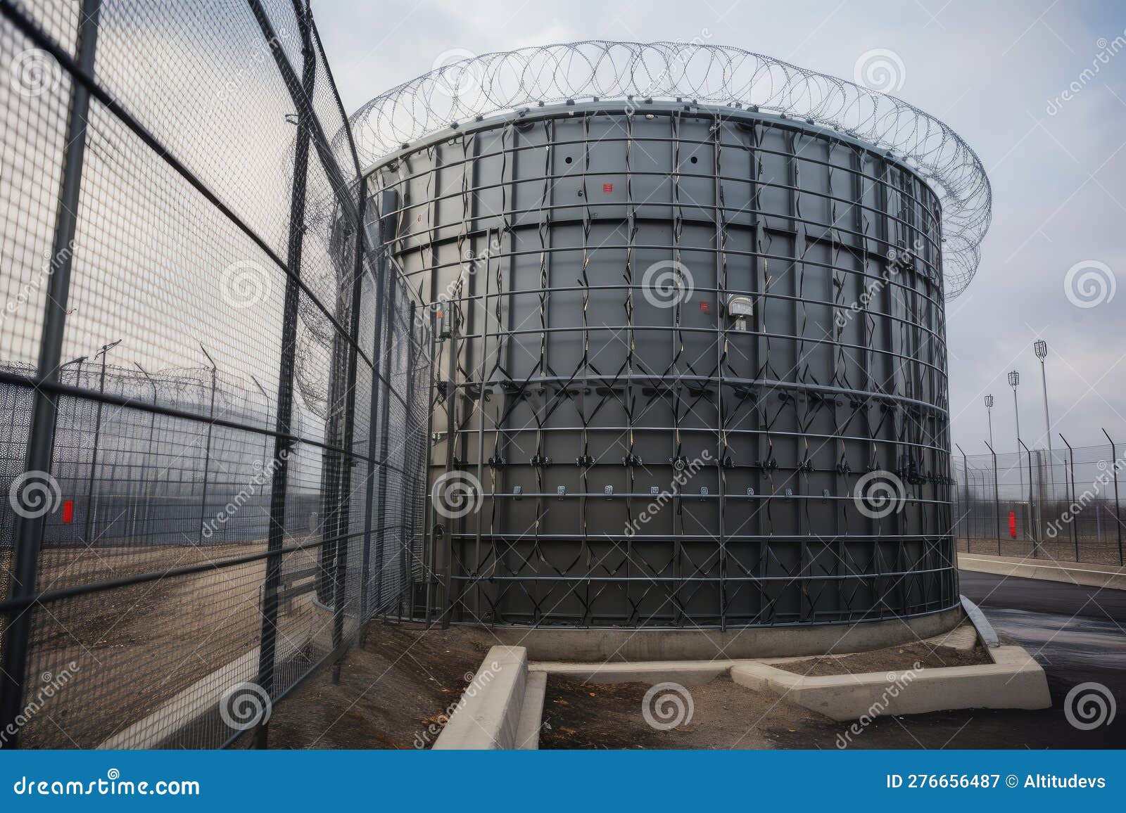 Nuclear Waste Storage Tank, Surrounded by High Security Fence and ...