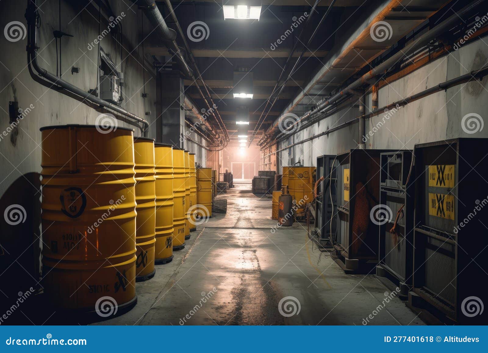 Nuclear Waste, with Warning Signs and Fences, Stored in Secure ...
