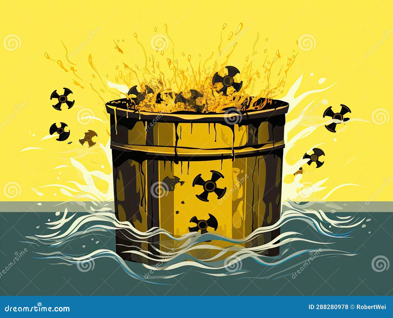 Nuclear Waste Water Release into Sea from Pipe Stock Illustration ...