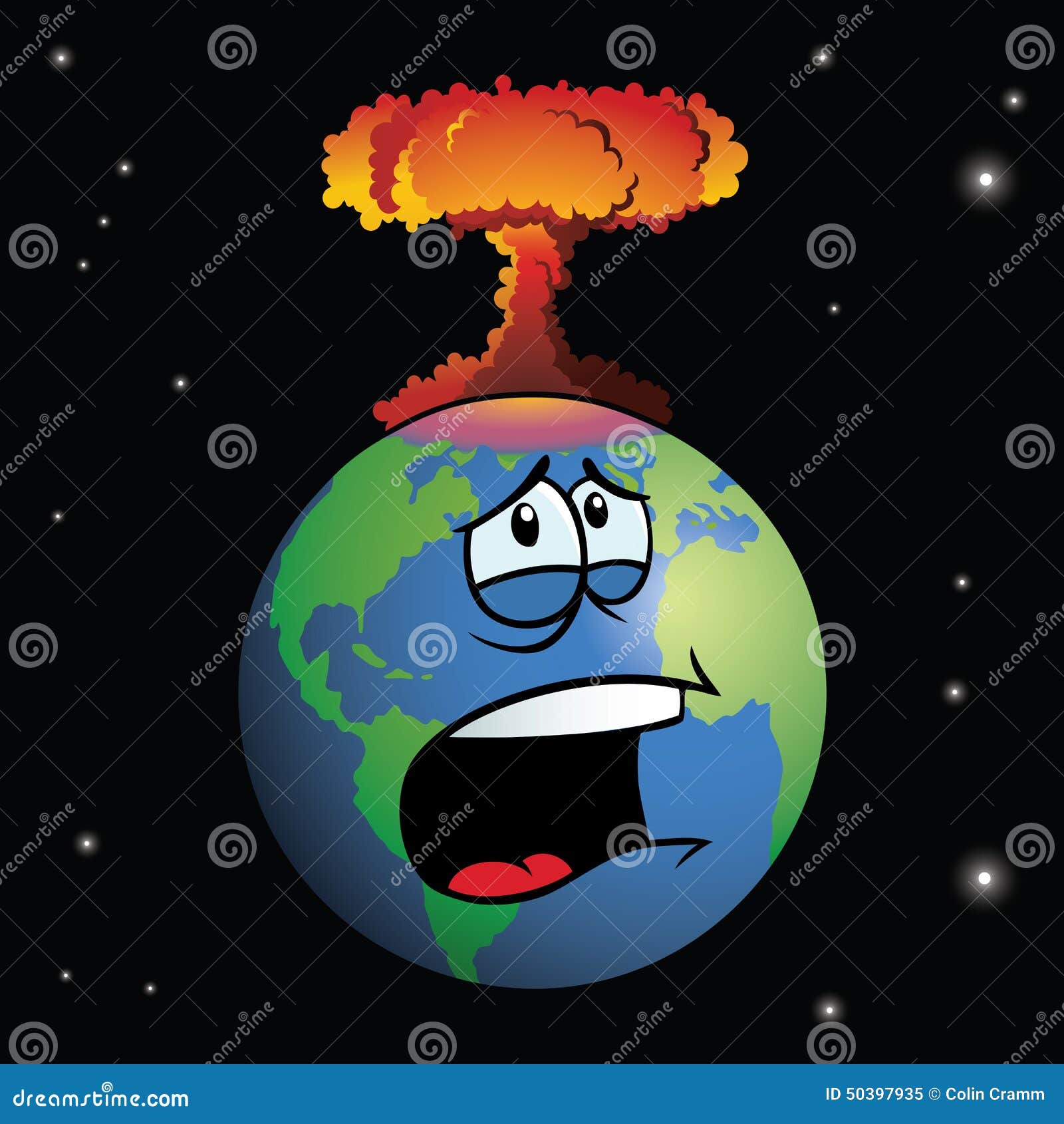 Nuclear Weapon Exploding On Cartoon Earth Stock Vector - Image: 50397935
