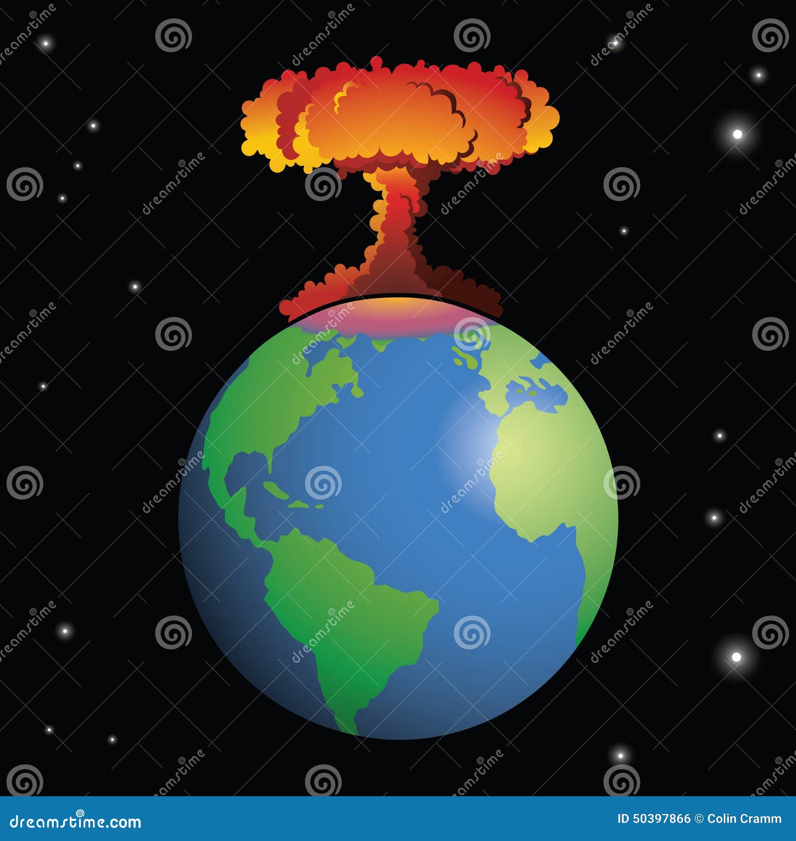 Nuclear Weapon Exploding on Earth Stock Vector - Illustration of globe ...