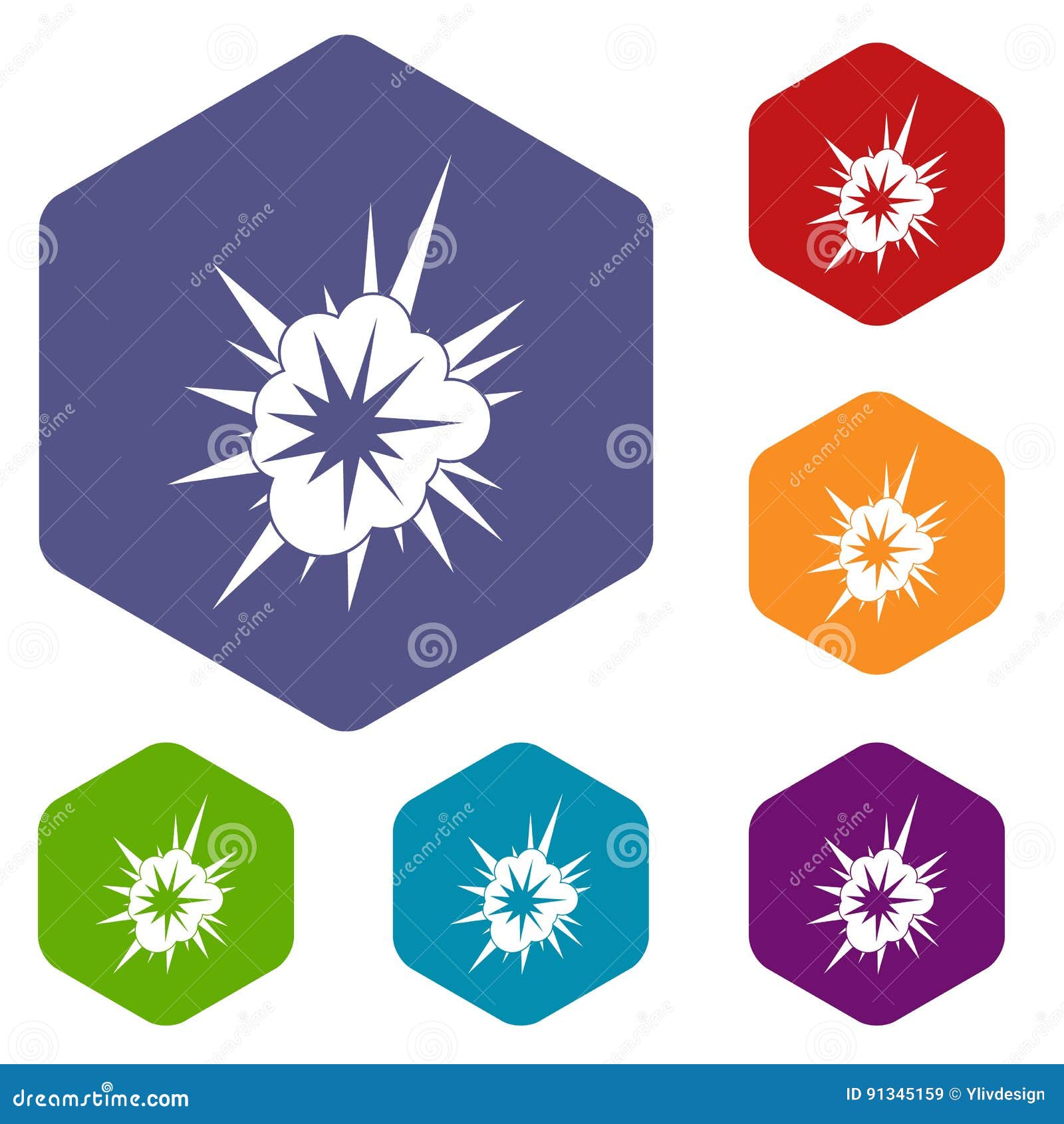 Nucleate Explosion Icons Set Hexagon Stock Vector - Illustration of ...