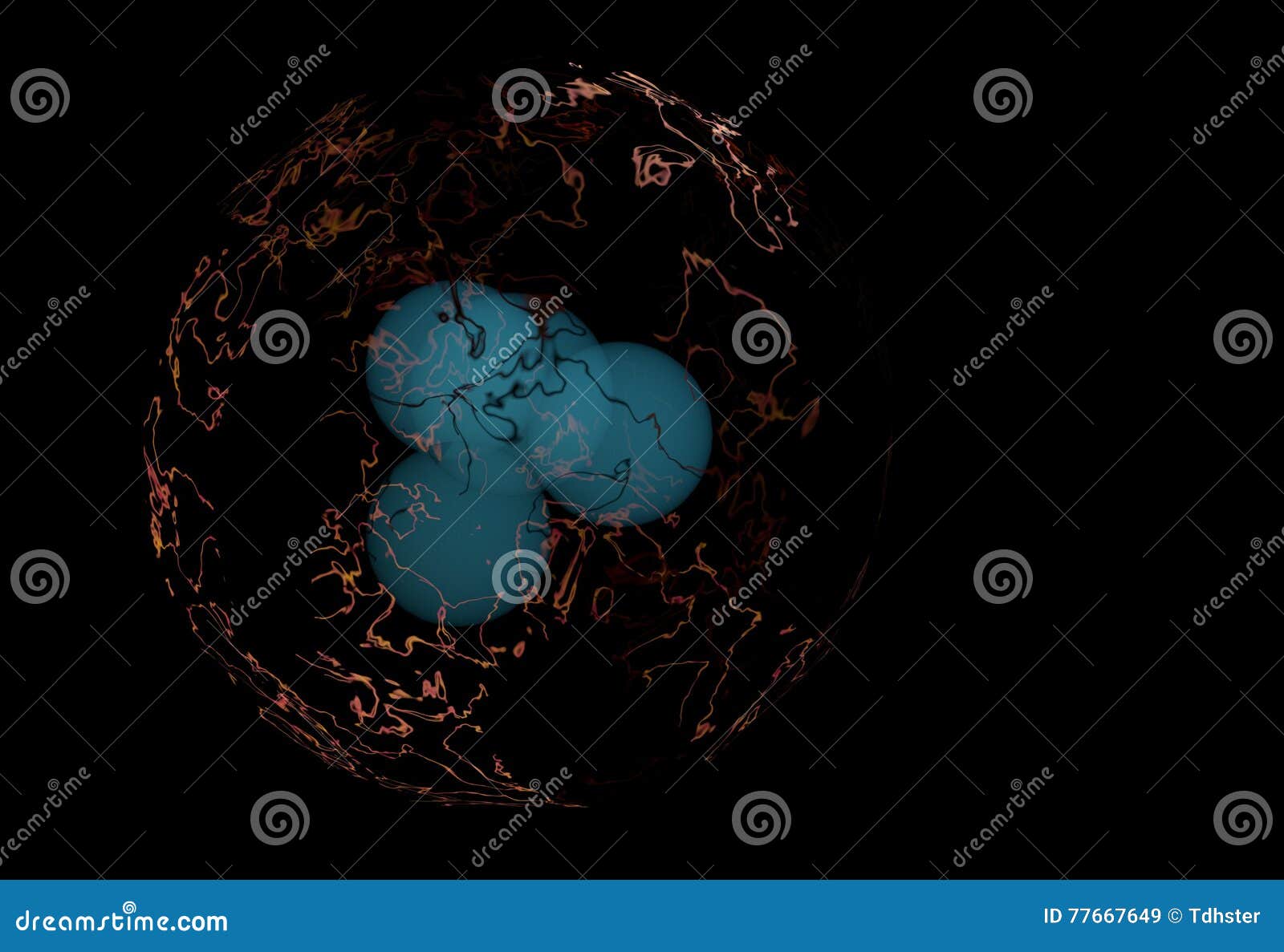 Nucleus Cloud of Electrons Isolated on Black 3d Illustration Stock ...