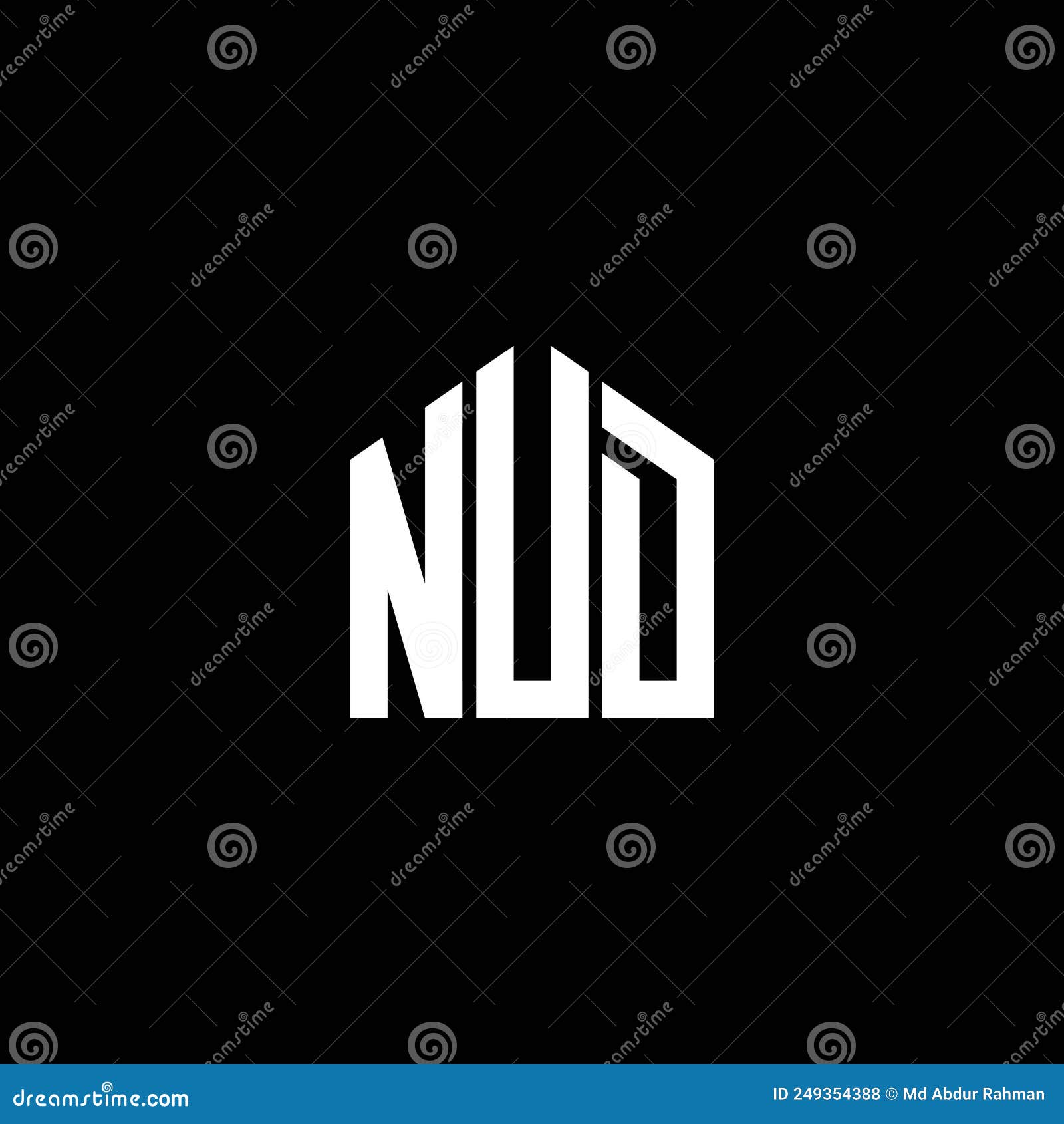 NUD Letter Logo Design On BLACK Background. NUD Creative Initials ...