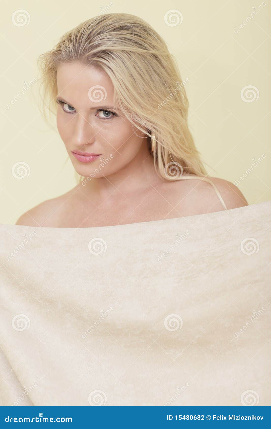Nude woman under a curtain stock photo. Image of smile - 15480682